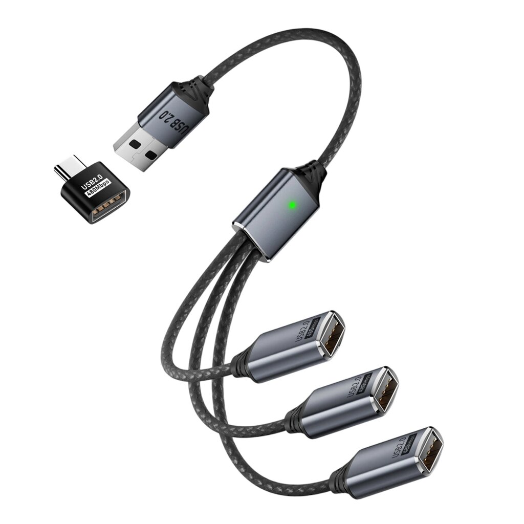 Многофункциональный OTG-разветвитель для зарядки от USB-штекера к 3 USB-розеткам-с адаптером