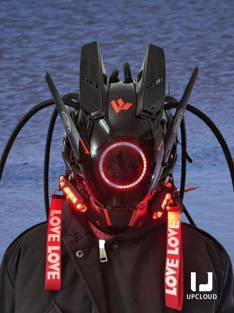 Маска в стиле киберпанк/светодиодная подсветка/UPCLOUD-металлические грязные косички