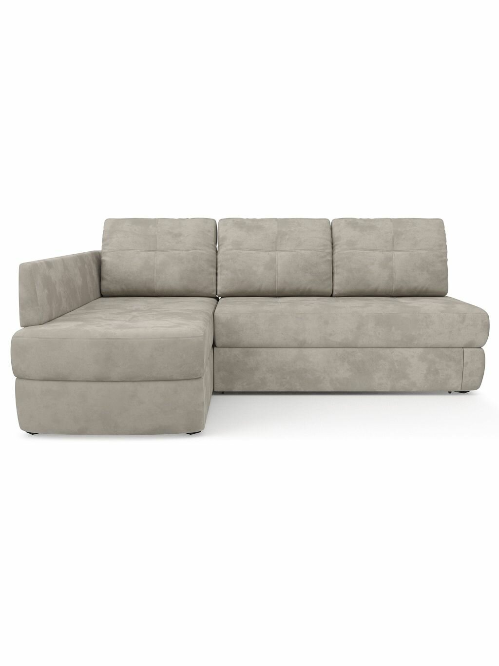 Угловой диван-кровать PUSHE Арно, левый угол, велюр, серый, Nebby 304