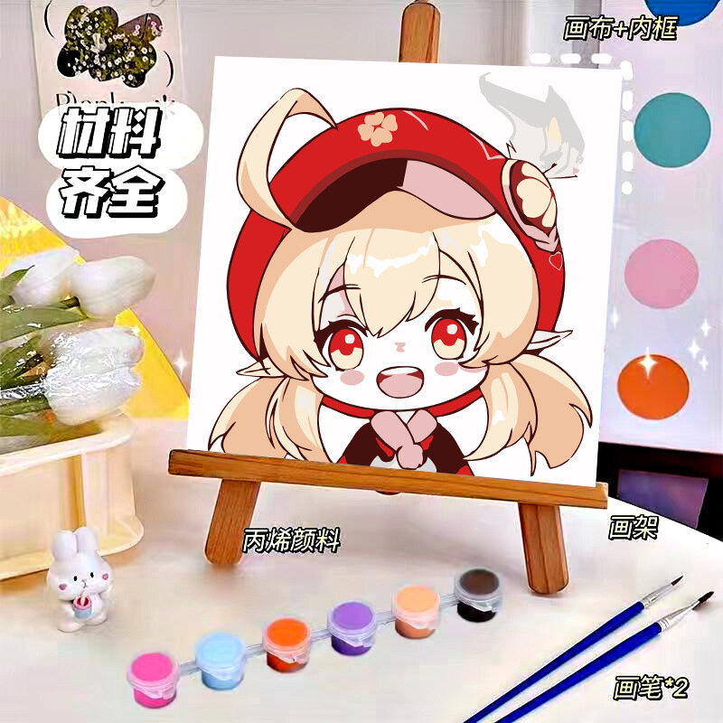 Цифровая картина маслом 20*20, аниме, раскраска маслом, ручная роспись маслом, декор для спальни.