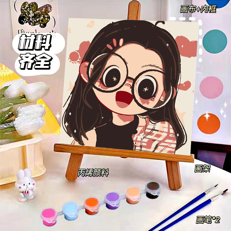 Цифровая картина маслом 20*20, аниме, раскраска маслом, ручная роспись маслом, декор для спальни.