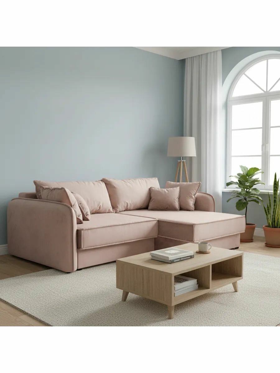 Угловой диван-кровать бруно раскладной в спальню, в гостиную, спальное место 148Х200, бежевый