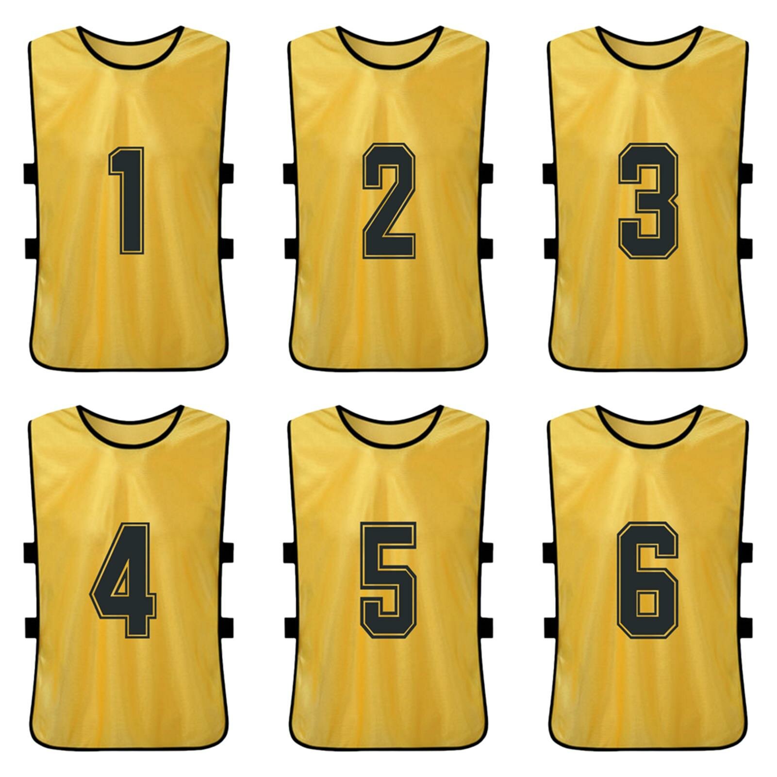 6 ШТ. Детские футбольные манишки Быстросохнущие футболки Юношеские спортивные майки для тренировок Баскетбольные командные манишки с номерами Тренировочные спортивные жилеты