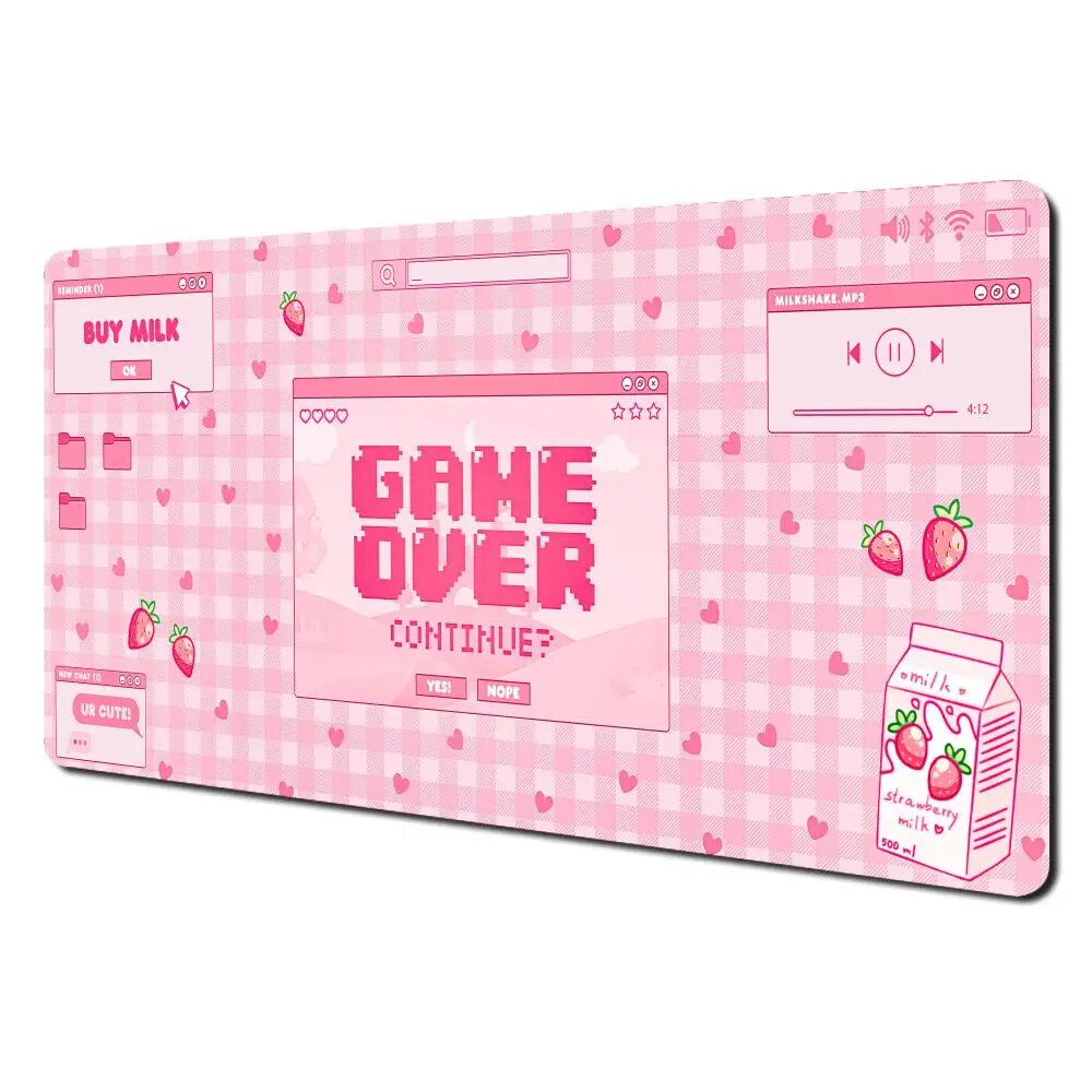 Розовый игровой коврик для мыши Kawaii E-sports, нескользящий, прочный, с 900x400x3mm, mousepads-1