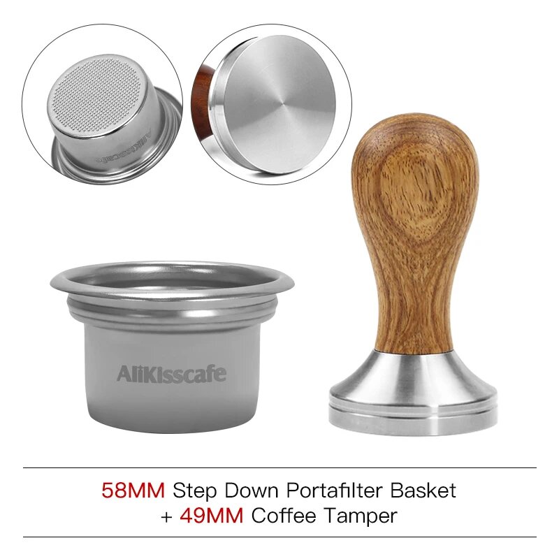 AliKisscafe 58 мм до 49 мм понижающая корзина для фильтра, комплект трамбовки для бездонного портафильтра, аксессуары для эспрессо, инструменты для бариста