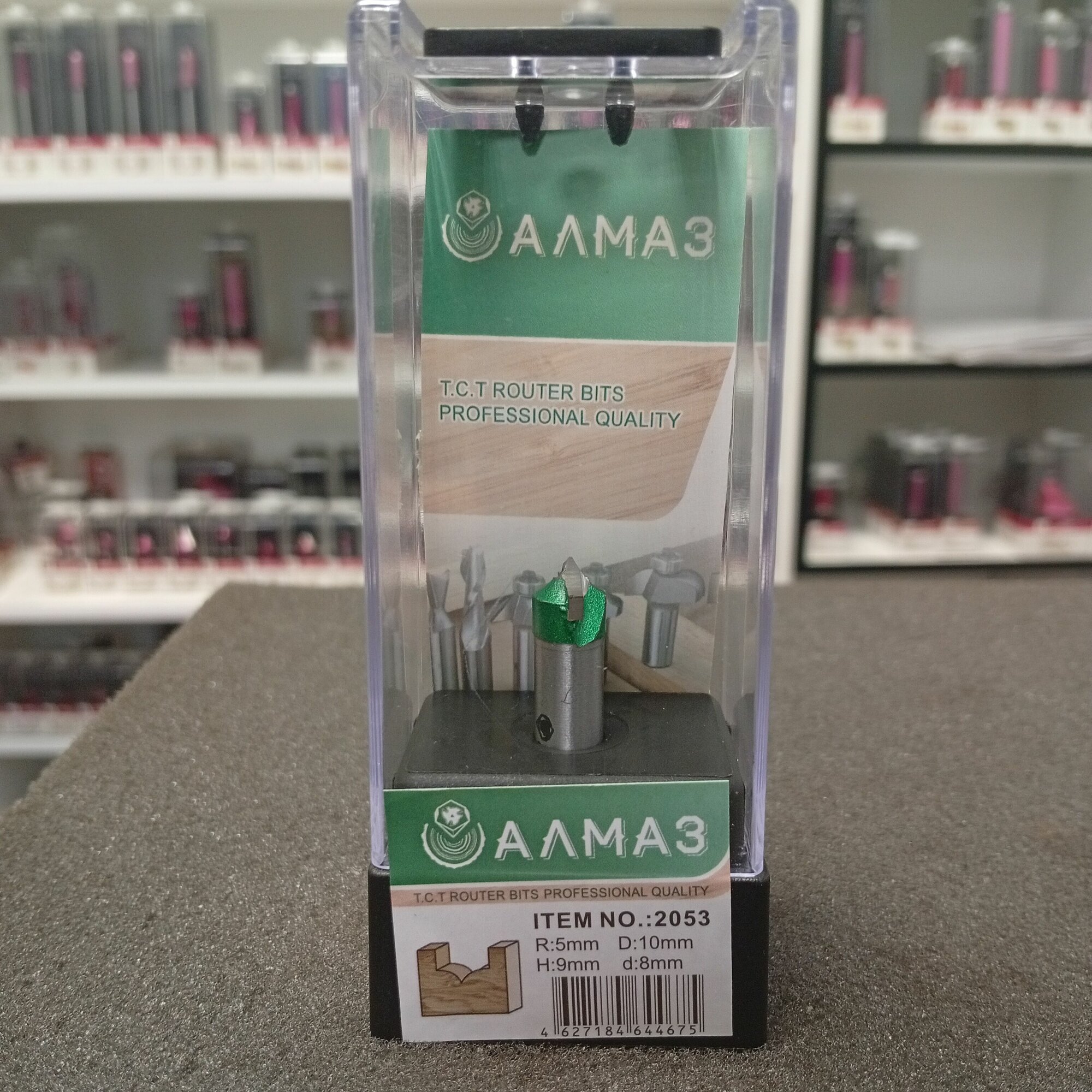 Фреза для фрезеровки фасадов ( псевдофиленка) алмаз 2053 D:10mm I:9mm d:8mm R:5 mm радиусная