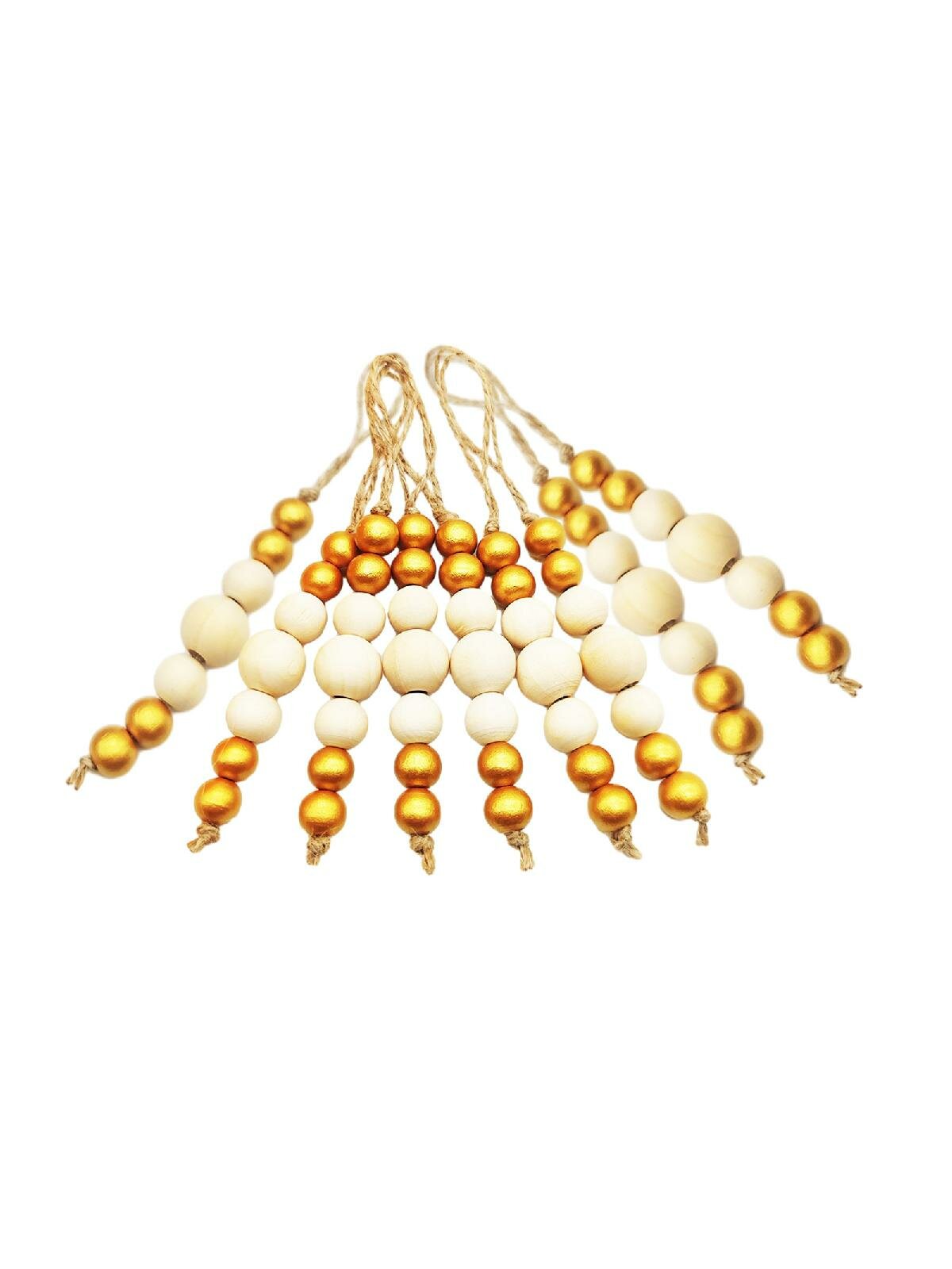 9шт Рождественский елочный орнамент с ниткой Рождественский кулон из деревянных бусин