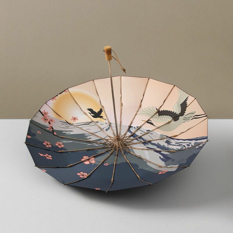 16-реберный ручной складной зонт от солнца, большой зонт для защиты от солнца, двойного использования для солнца и дождя, защита от УФ, зонт для студенток, оптовая продажа