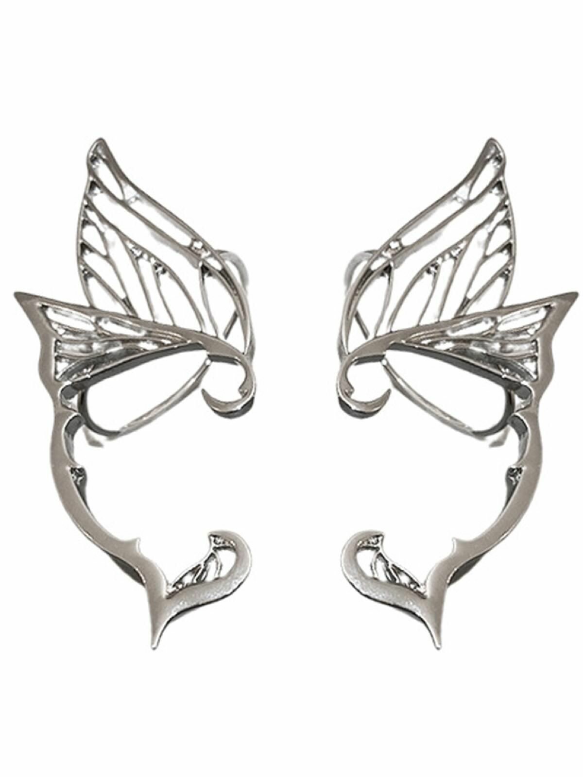 Бабочка-фея клипсы для ушей, Серебро