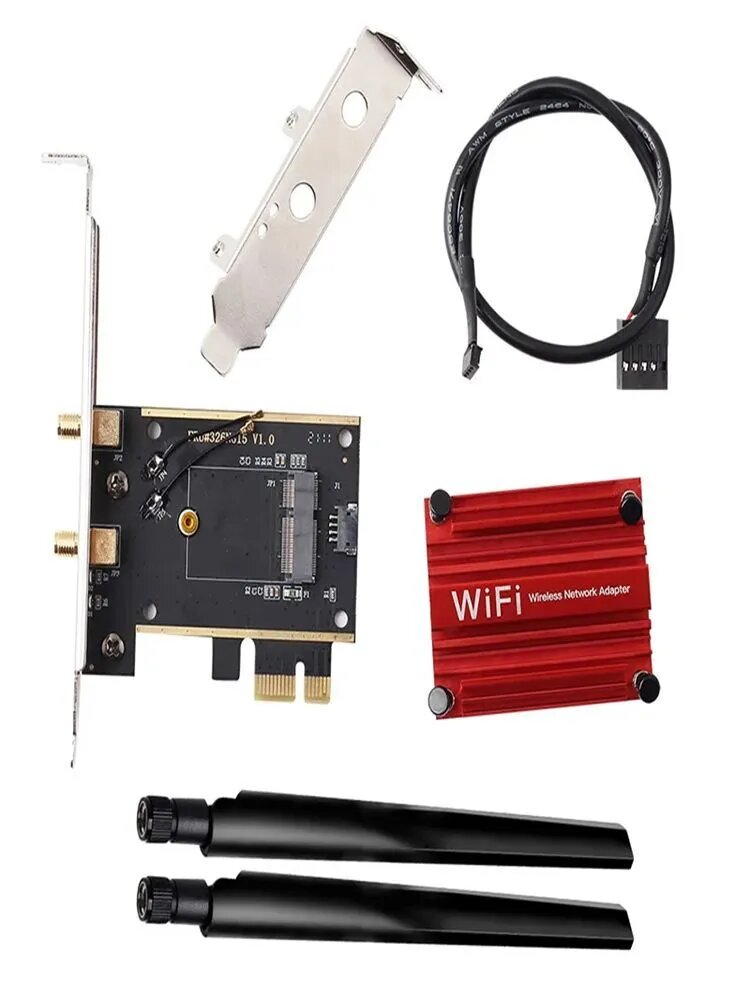 Конвертер беспроводного адаптера M.2 в PCI Express NGFF M.2 WiFi Bluetooth карта с антенной 6 дБ для карты AX200 9260 8265 8260 M.2