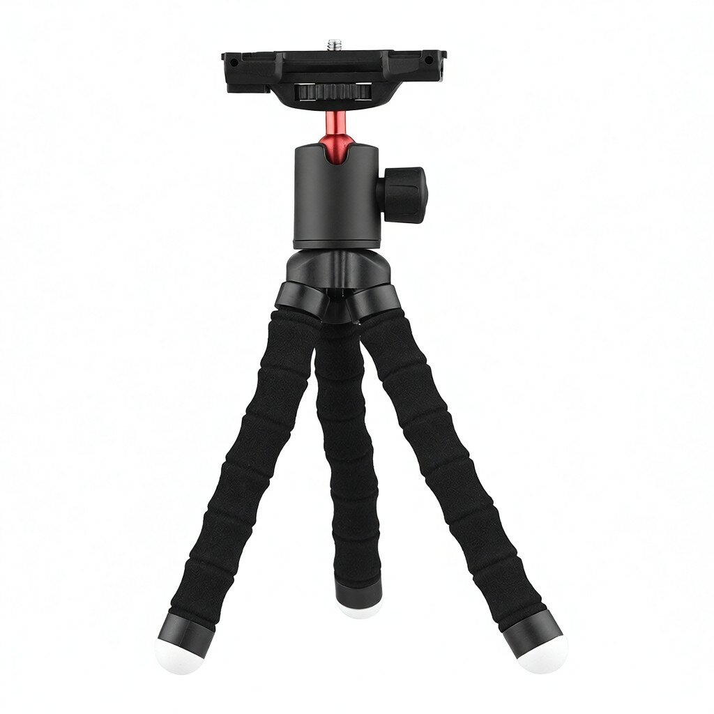 KT-500+BD-50 Трипод Осьминог Мини Гибкий Шарнир Поворотный С Клеем для Телефона Скрытым Съемным Солодковым Шуфтом 1/4 дюйм Винт для Смартфона Камера Селфи Видеозапись Лайв Стрим Черный ABS Пена Ширина Клея 7-10см Длина Сложенного 25см Высота