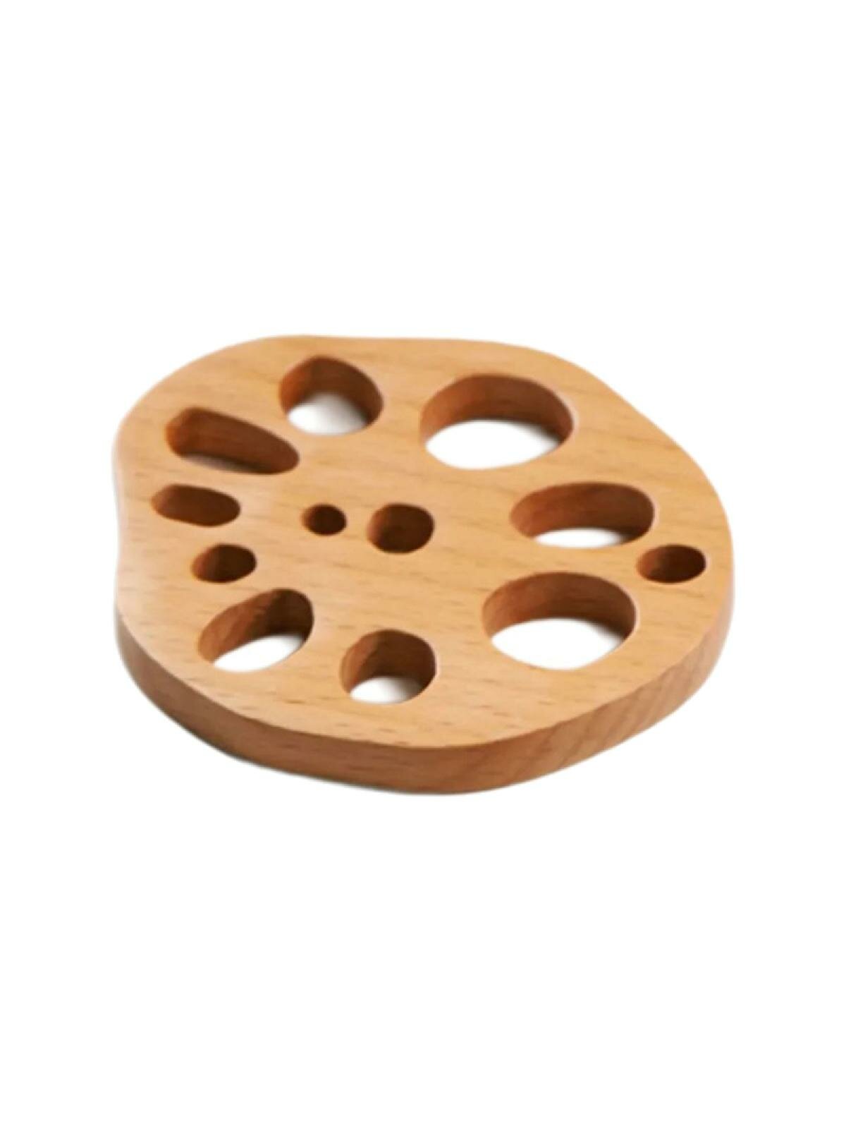 Креативные ломтики корней лотоса, деревянная подставка для горячих напитков