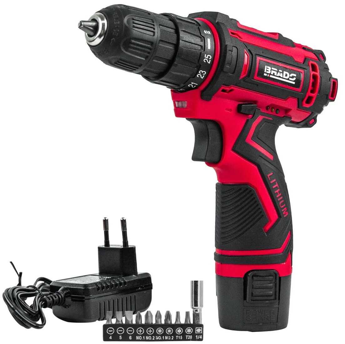 Дрель-шуруповерт Brado DF410B (с 1-им АКБ), Li-ion, 1400 об/мин, 35 Н·м