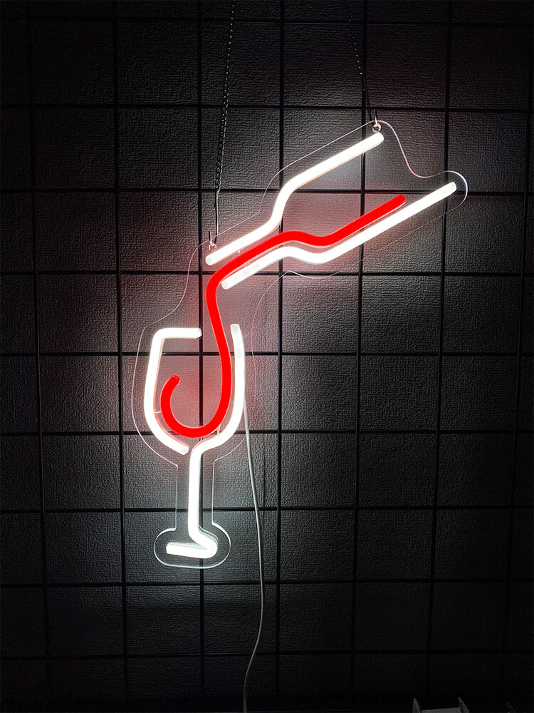 Неоновая вывеска Наливающееся вино Светодиодная подсветка, питание от USB, подходит для домашнего декора, баров, ресторанов