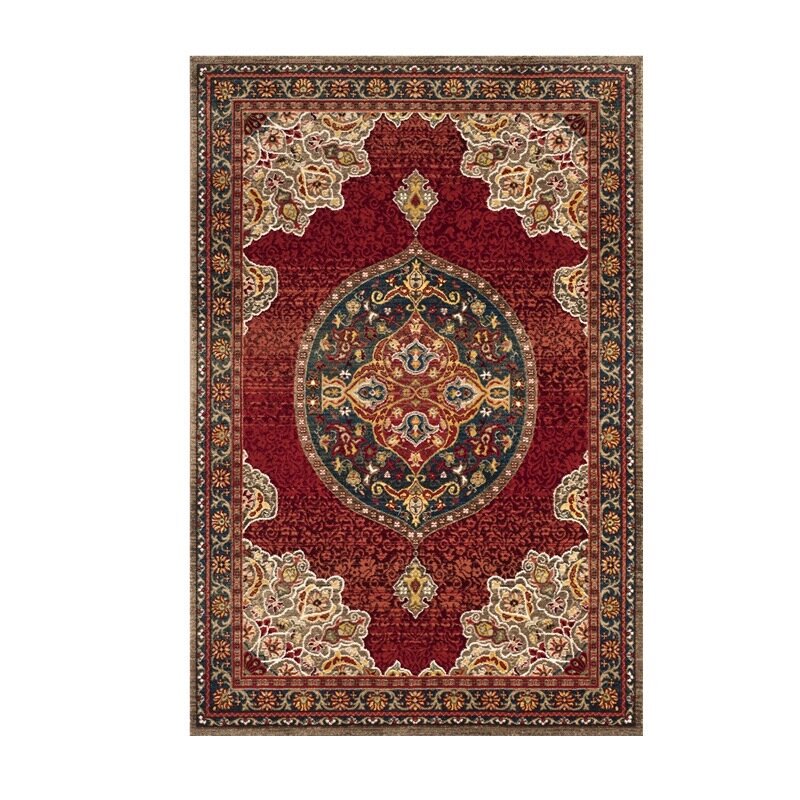 Персидский ковер для гостиной, Красный + 100*160 см (основа из кристально чистого бархата в горошек)