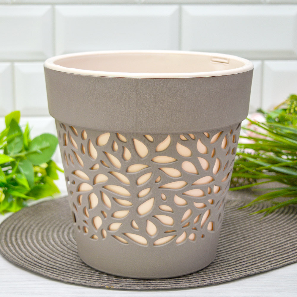 Кашпо Блоссом 3.5л, мокачино/пудра