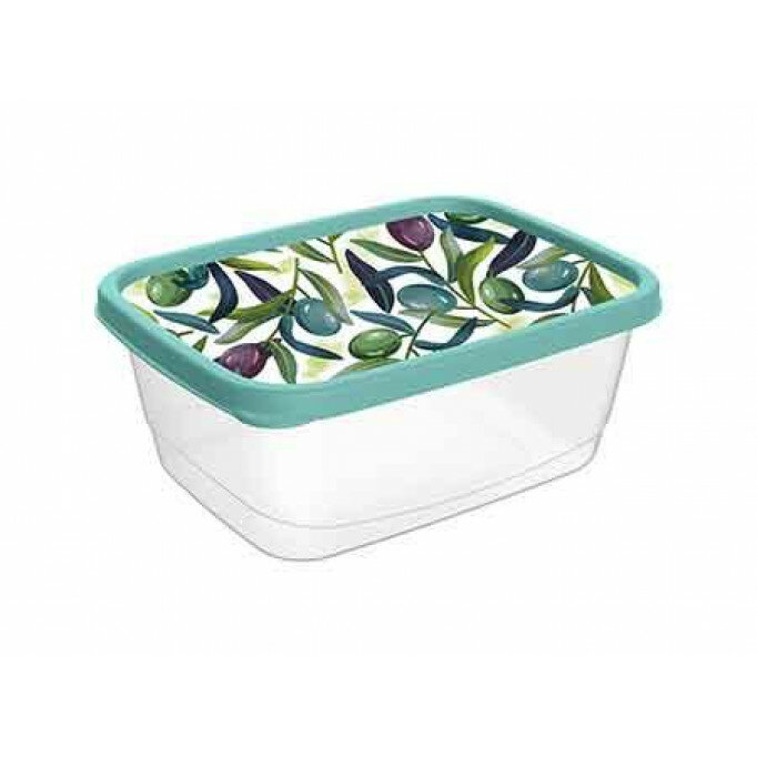 Контейнер 1.5Л для продуктов С декором прямоугольный зеленый ПХ