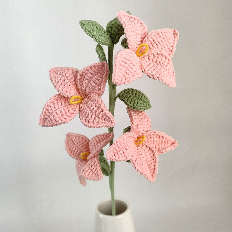 Вязаный букет из четырех цветов Lianqiao, готовый ручной вязки, искусственный цветок, декор для гостиной, вязаный цветок