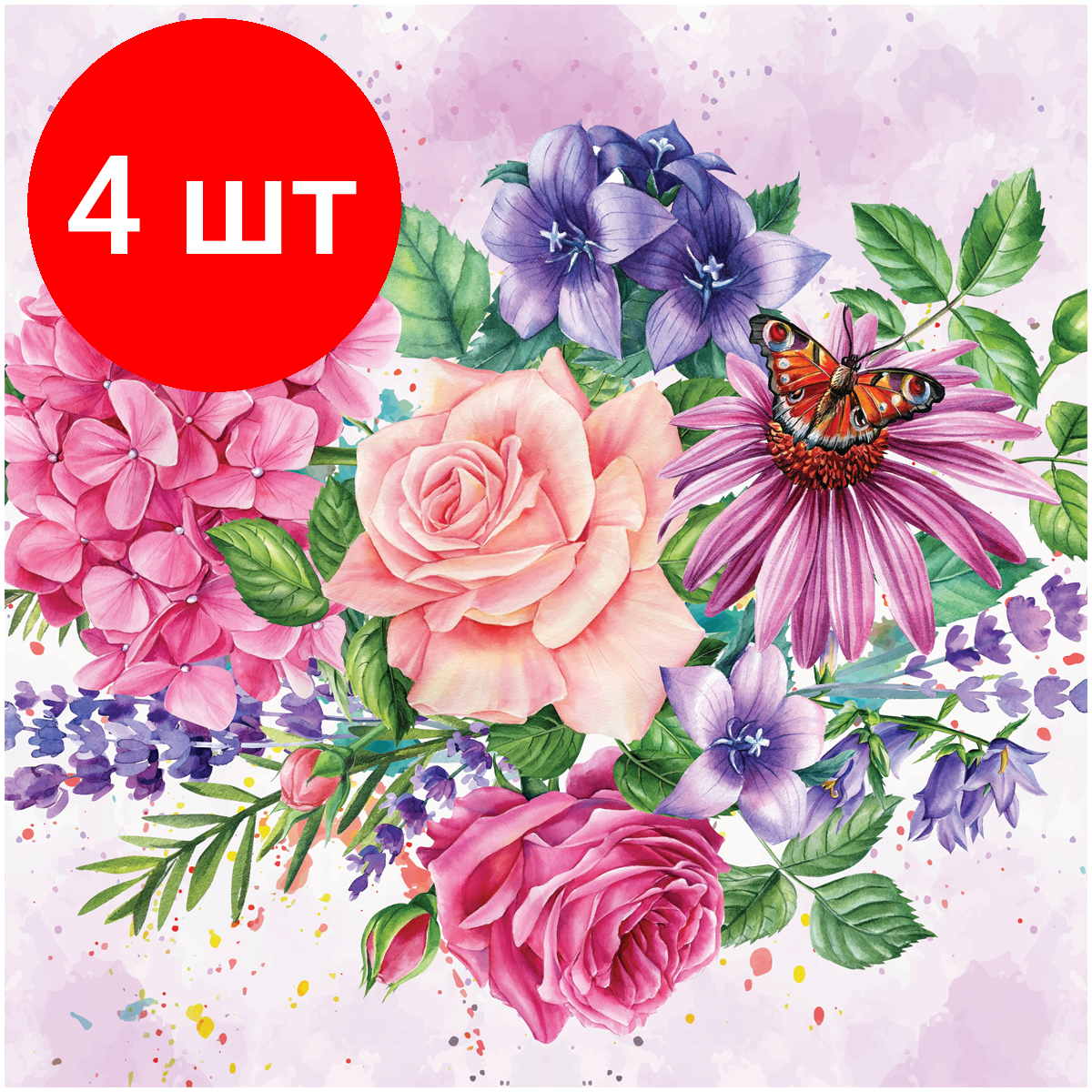 Комплект 4 шт, Пазл 64 эл. ТРИ совы "Цветочная композиция"