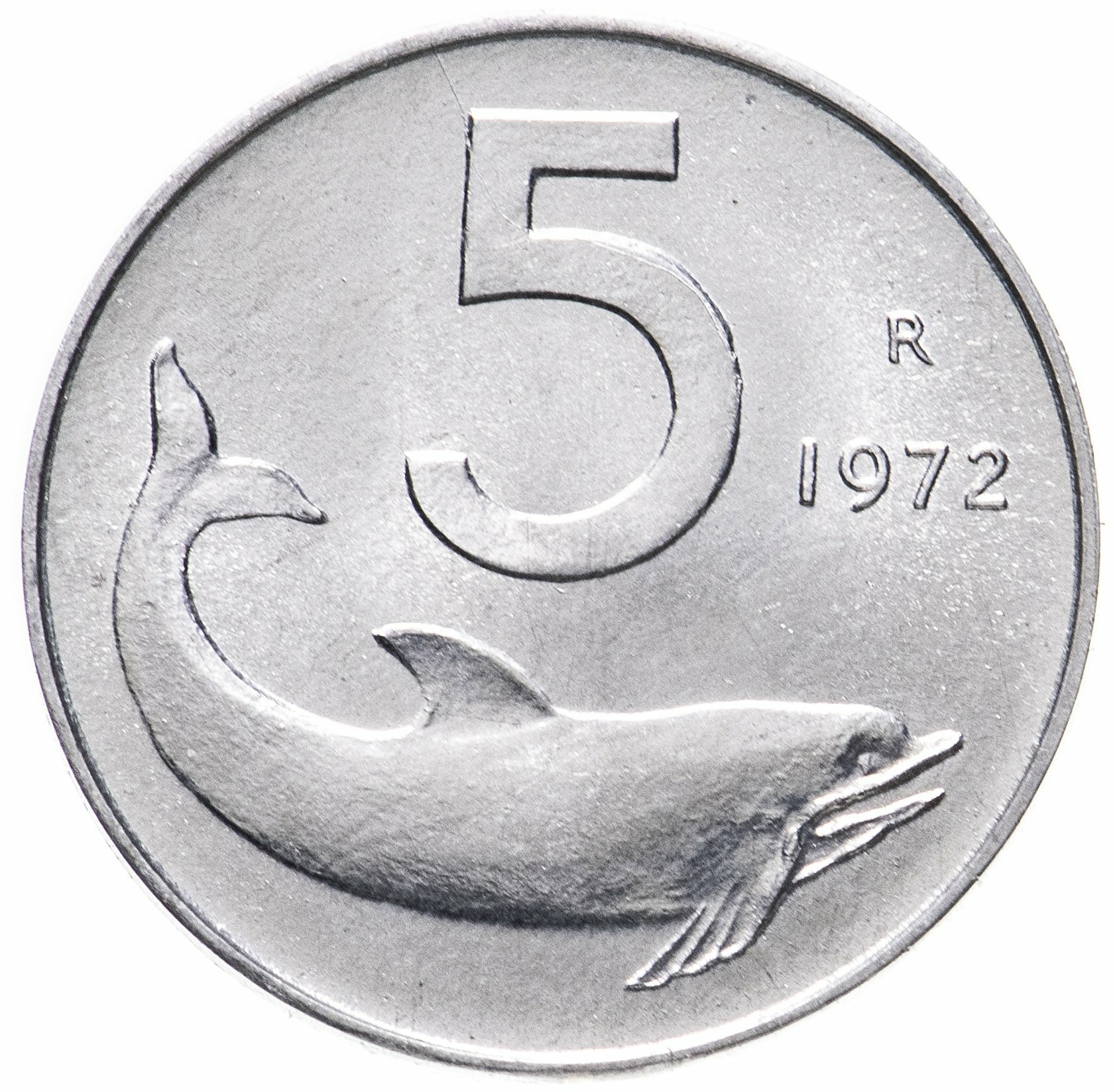 Италия 5 лир 1972, Алюминий, в сохранности UNC