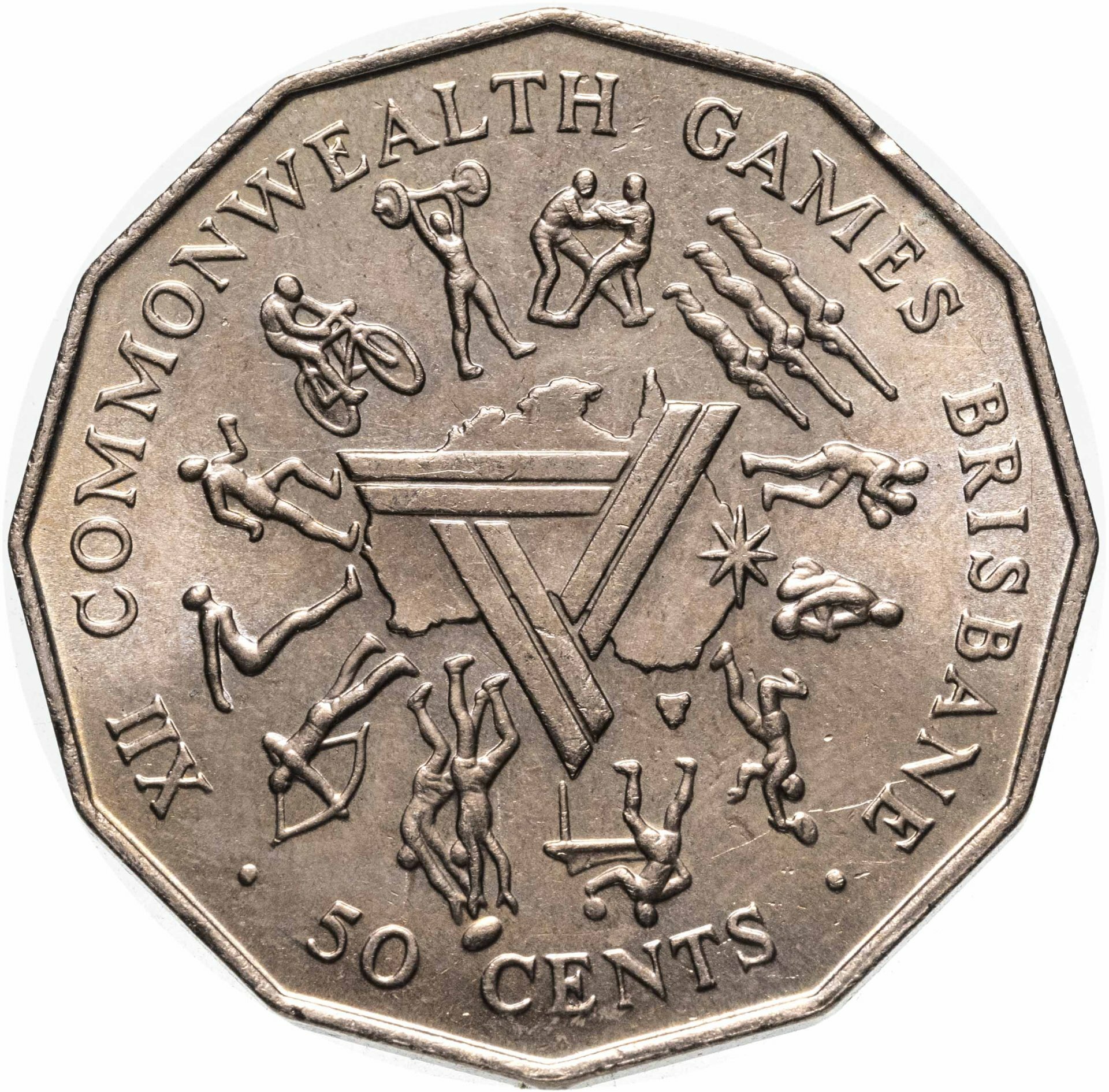 Австралия 50 центов cents 1982 "XII Игры Содружества", Мельхиор медь-никель, в сохранности UNC