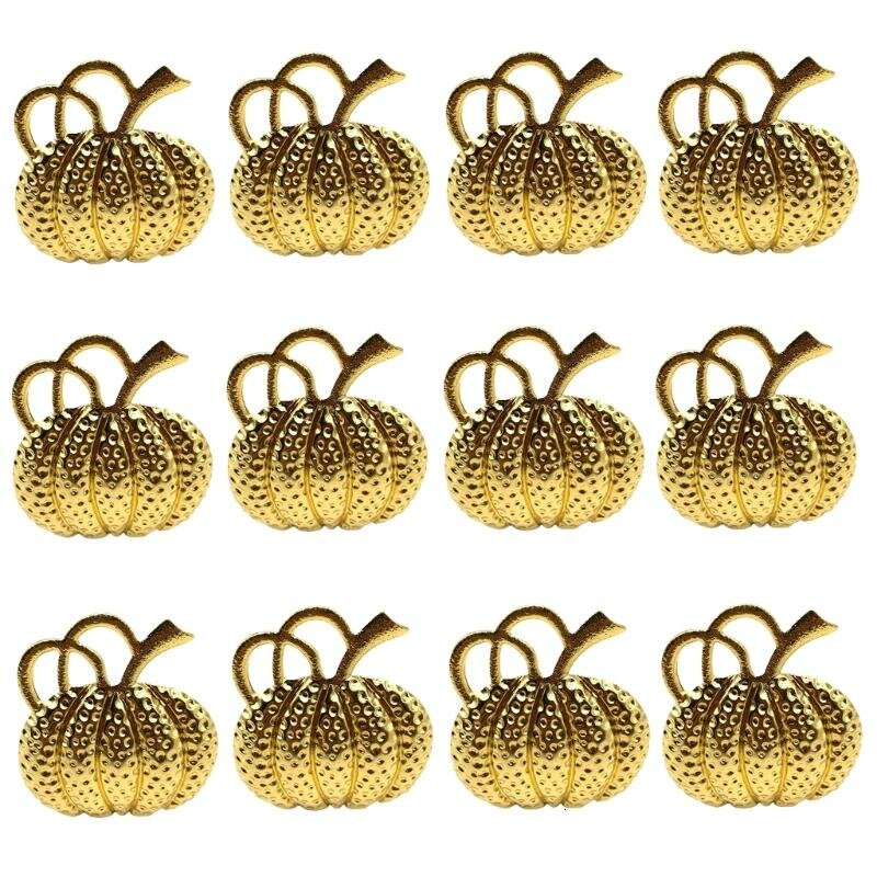 Кольца из тканевых салфеток с кленовыми листьями и тыквами, 12 шт, тыква 2