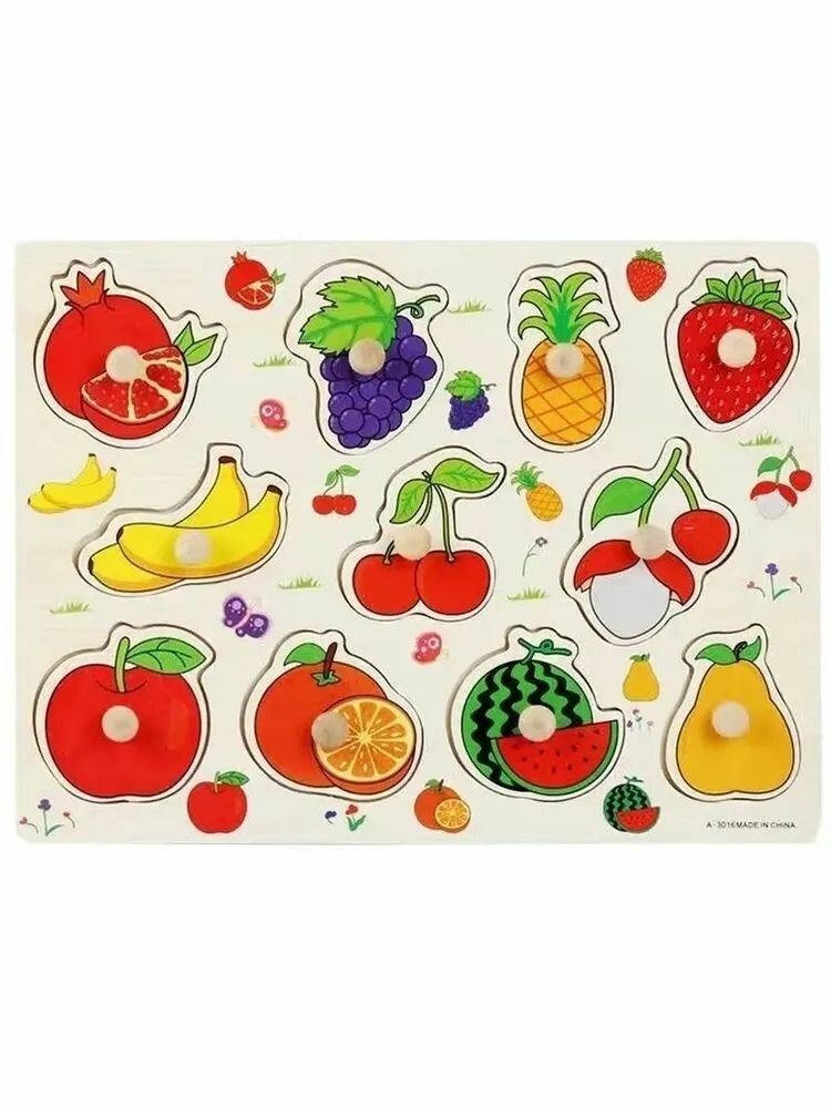 Детская деревянная мозаичная доска ручной работы fruit 3d трехмерная головоломка, пазл с геометрической формой, игрушки для раннего образования по системе Монтессори