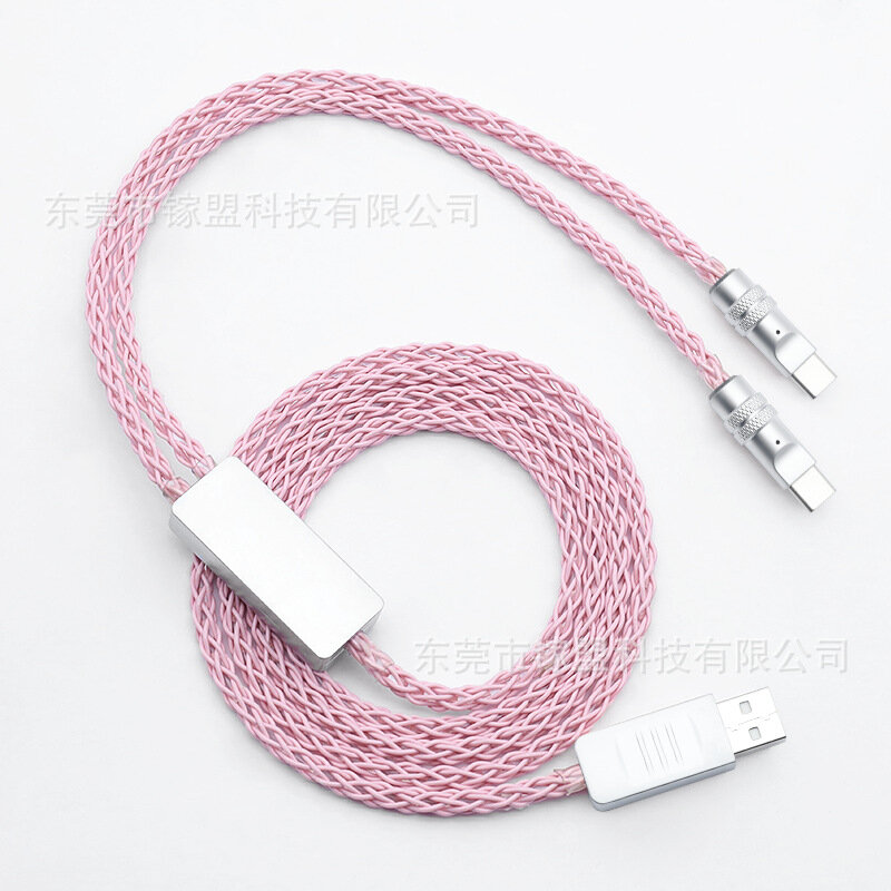 1-к-2 RGB светящийся плетеный кабель, совместимый с 8K магнитной клавиатурой, двойная быстрая зарядка 140W, цветной градиентный кабель для передачи данных