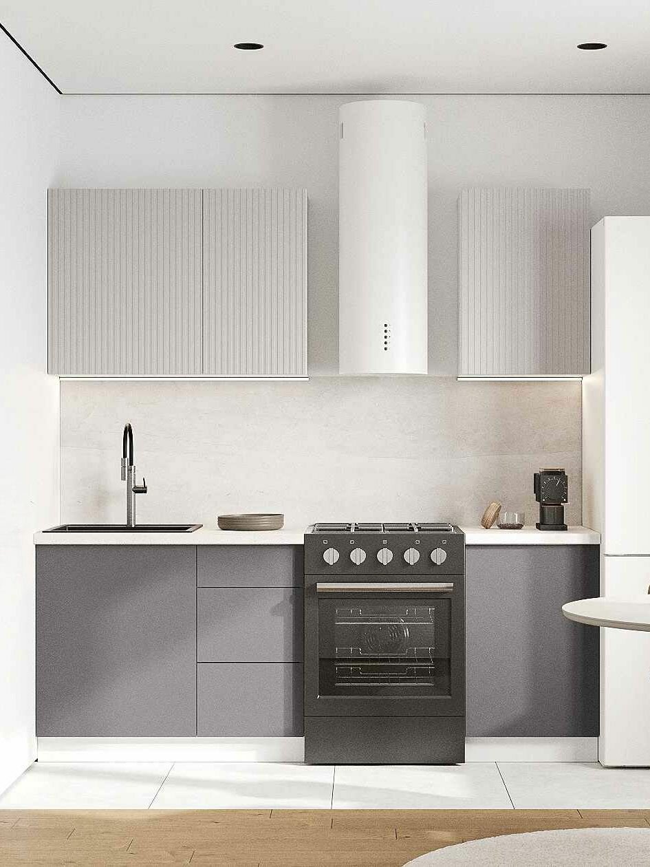 Кухонный гарнитур Комби 1.5 м, мебель для дома и кухни, Белый / Нео / Графит