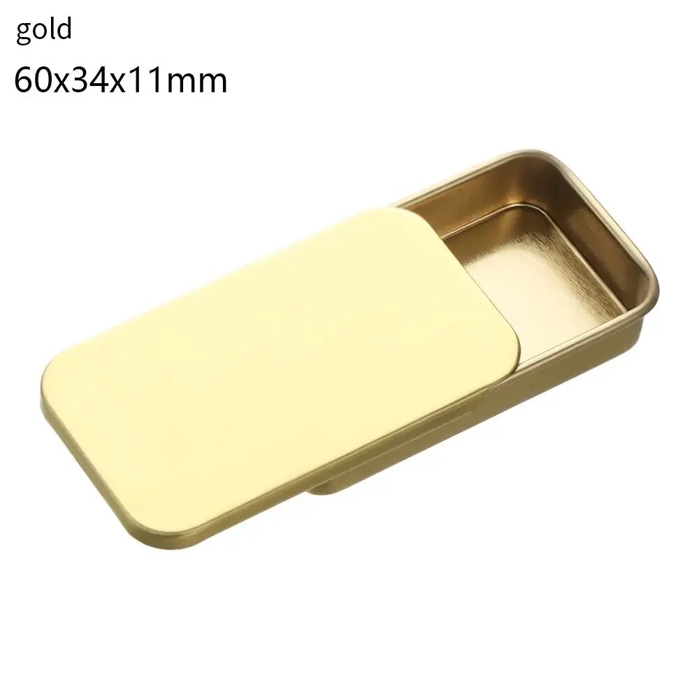 Прямоугольные пустые металлические коробочки для украшений gold-60x34x11mm
