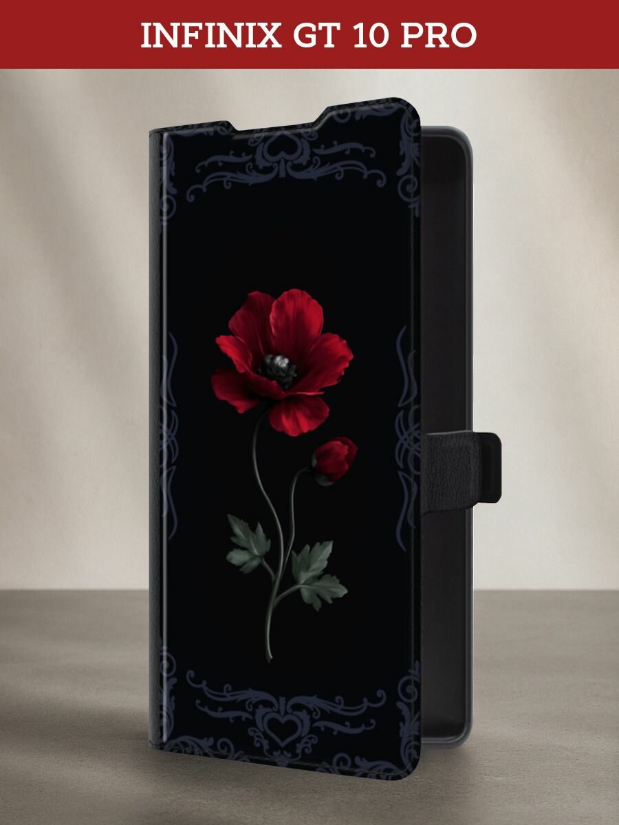 Чехол-книжка на Infinix GT 10 Pro / Инфиникс GT 10 Про с принтом Темный мак, черный