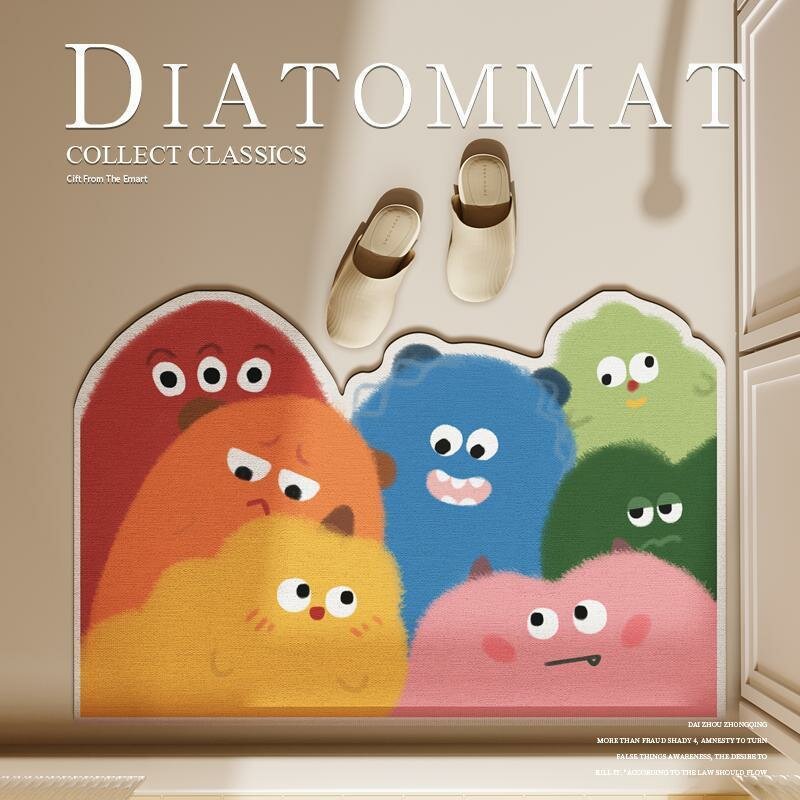 Коврик для ванной Rainbow Monster, 80x120 см, быстросохнущий, из диатомитовой земли, нескользящий