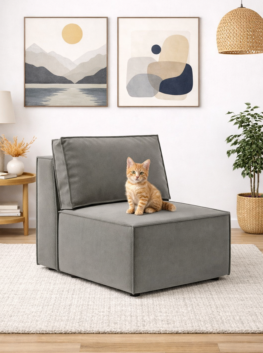 Диван модульный, Модуль-2, независимый пружинный блок, велюр серый