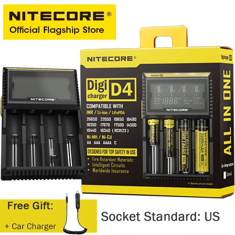 NITECORE D4 Digicharger зарядное устройство для аккумуляторов D4 US