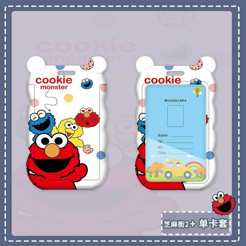 Держатель для карт с мультяшным Улицей Сезам, держатель для студенческого удостоверения, держатель для карт доступа в автобус и метро с шнурком для детского сада