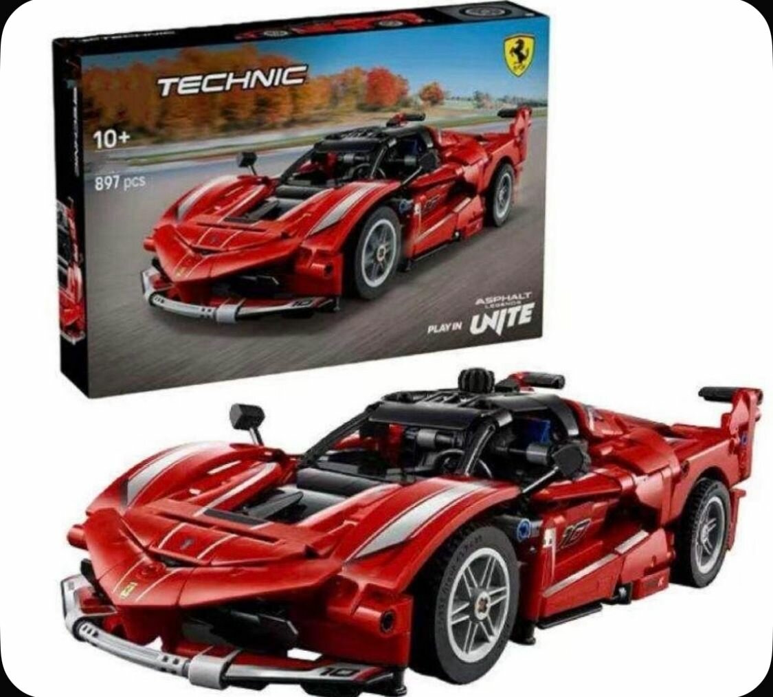 Конструктор Ferrari FXX K для сборки, 897 деталей Модель машины с открывающимися дверями-бабочками и двигателем V12