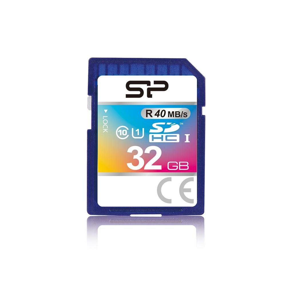 Карта памяти SDHC Silicon Power 32Gb class 10 UHS-I 40MB/s SP032GBSDH010V10, 1шт.