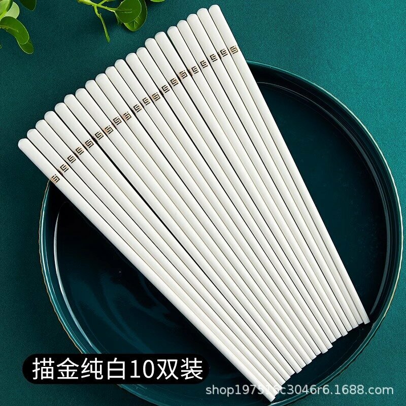 Палочки для еды из костяного фарфора Jingdezhen, домашние, антигрибковые, противоскользящие, керамические, устойчивые к высоким температурам, для отелей, ресторанов, быстрые, чисто белые, для домашнего использования