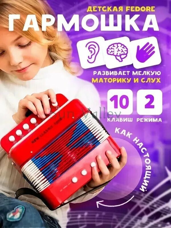 Детская гармошка музыкальная FeDoRe / Развивающая игрушка гармонь