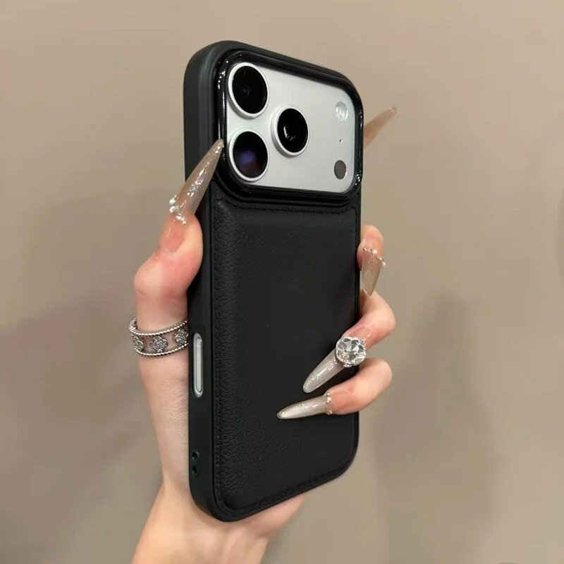 Чехол для телефона IPhone 17 Air 16 15 14 13 12 11 Pro Max Plus IPhone17 ProMax i17 Luxury Drum Cortex Plain Shockproof Bumper Cover