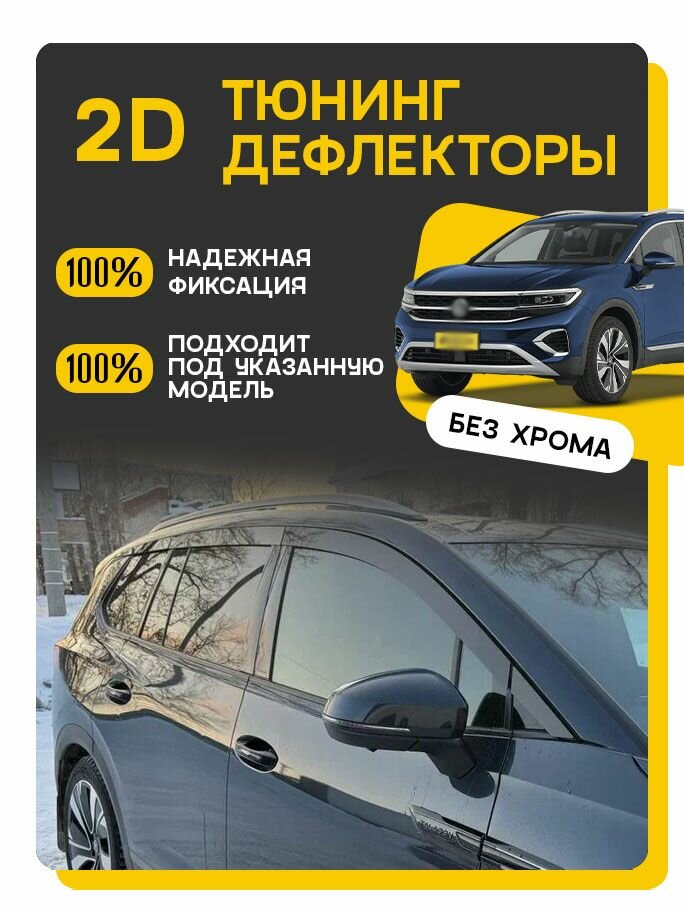 Плоские тюнинг дефлекторы для Volkswagen Talagon 1 (2021-2026) 2d дефлекторы на Фольцваген Талагон 1. Комплект 8 шт