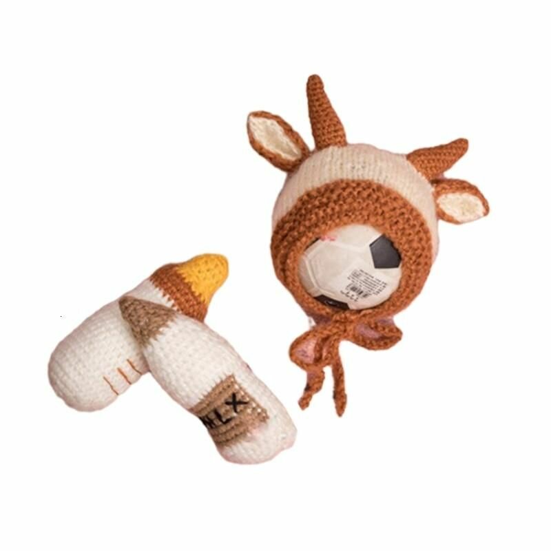 Детский вязаный костюм для фото, Бежевый - шляпная бутылка