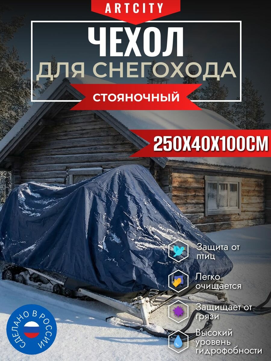 Чехол для снегохода, 250х40х100см, синий