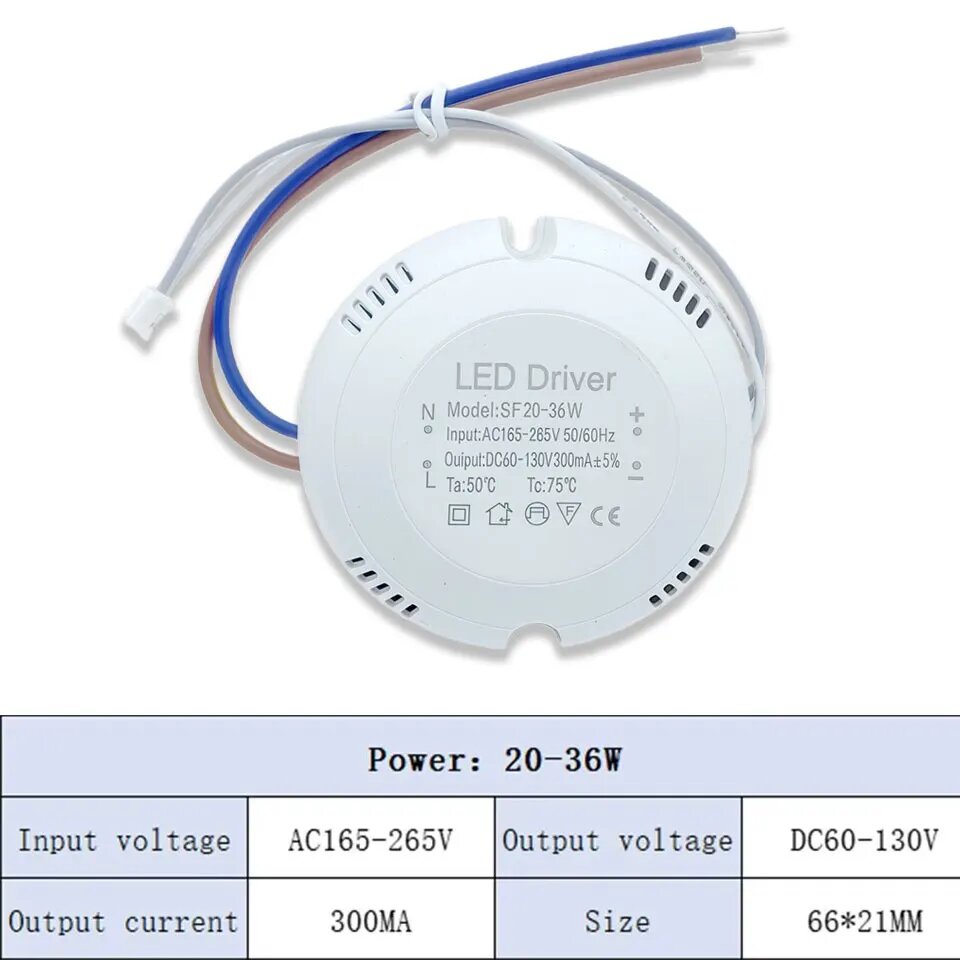 LED драйвер Symcore 8-100Вт DC 24-80В 60В-130В 20-36W-Monochrome