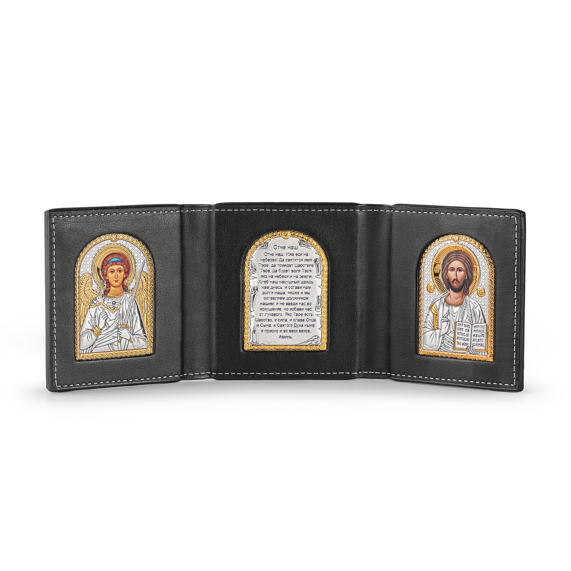 Икона серебряная, греческая Складень карманный, 90х225мм