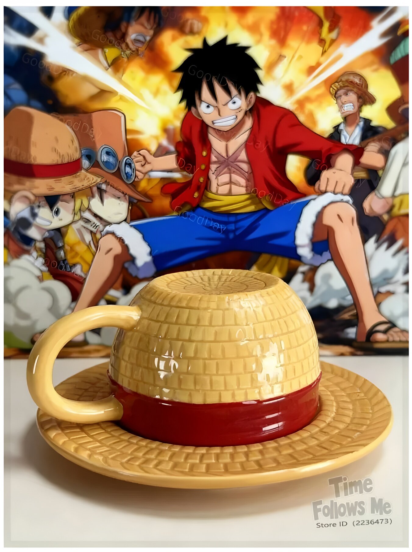 Кружка "1 T", керамика, 220мл, 1шт, с подстаканником, ручная роспись