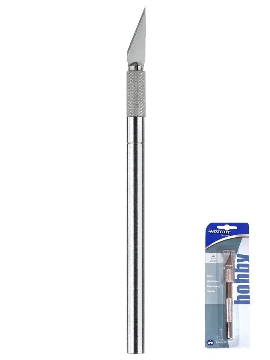 Нож-скальпель из нержавеющей стали WESTCOTT "хобби" 12 см, блистер