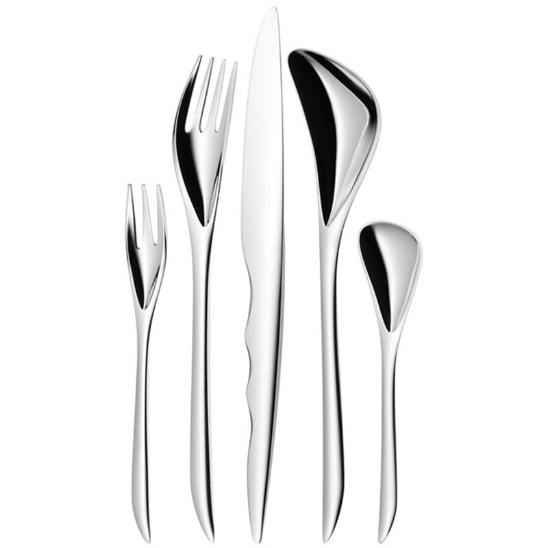 Набор ножей, вилок и ложек Zaha неправильной формы, западные столовые приборы, нож, вилка, ложка из нержавеющей стали, европейский стиль, стейковый нож, вилка, столовые приборы