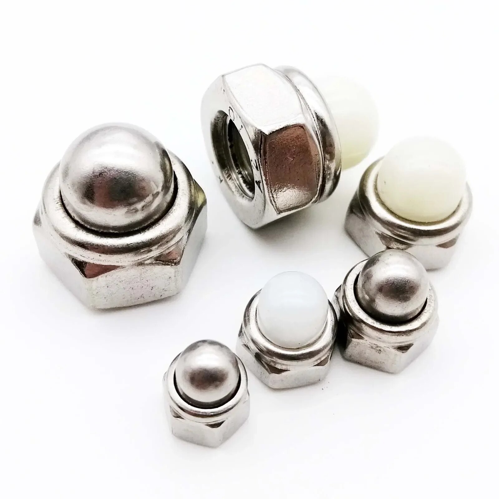 Контргайки самоконтрящиеся нейлоновые М4-М12 из нержавеющей стали DIN986 5pcs M6, metal cap