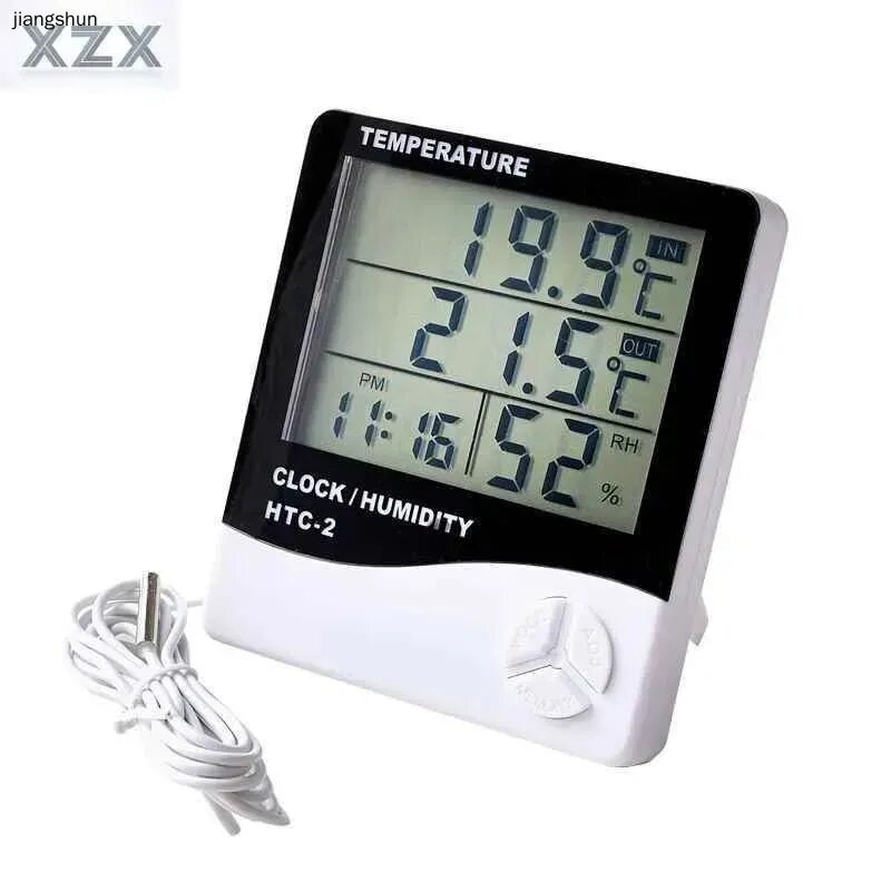Домашняя метеостанция HTC-2/ Погодная станция с выносным датчиком/ Электронный Термометр-гигрометр +электронный часы-будильник и влажность воздуха/Комнатный и уличный термометр